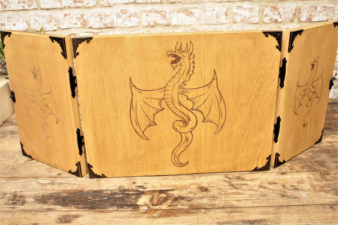 Dragon DM Screen | Wooden Dungeon Master Screen | Dragon Engraving | D ...