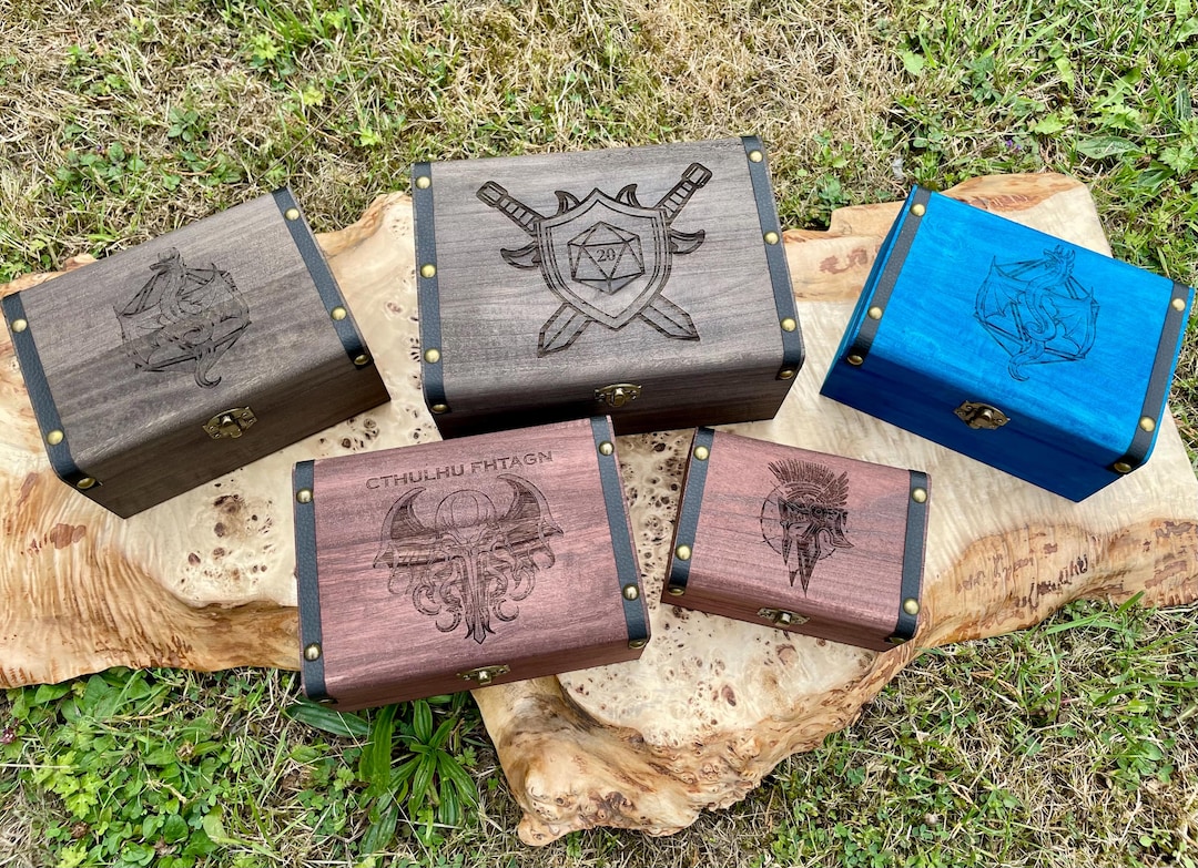 Engraved Wood Dice Box: D&D, TTRPG, Geek Gift - Custom Designs - Etsy