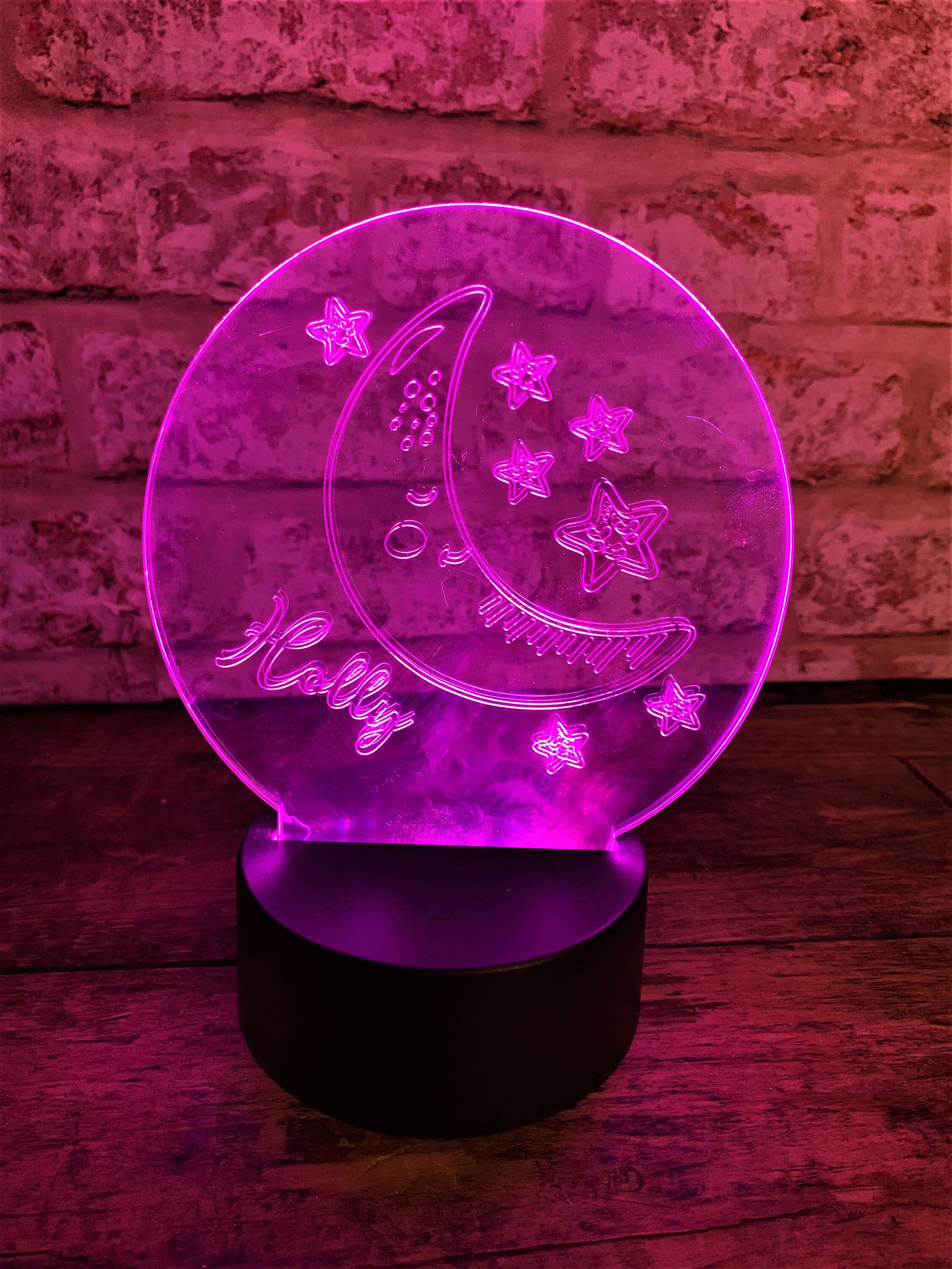 Personalised Moon and Stars LED Colour Change Nightlight - Etsy Ireland