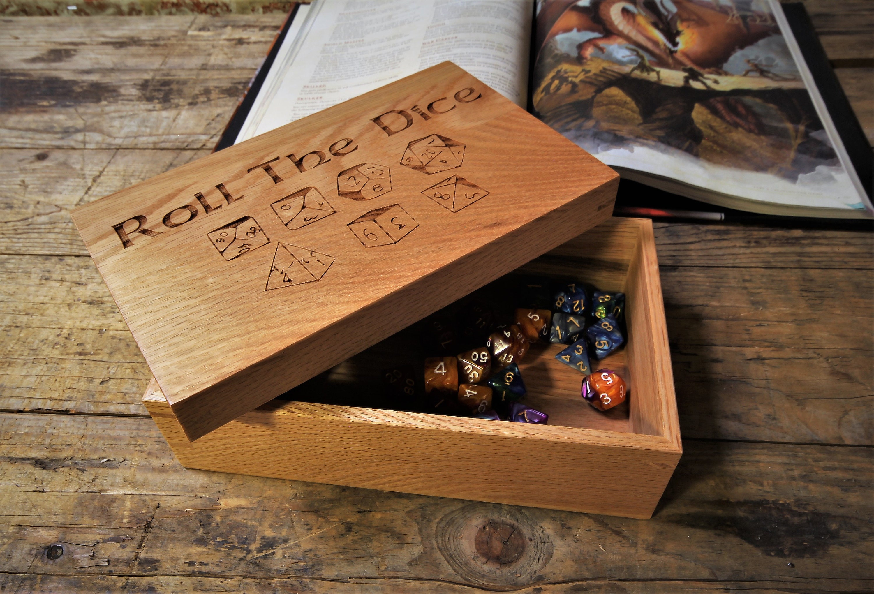Oak Dice Box Dice Storage Personalised Dice Box DND - Etsy