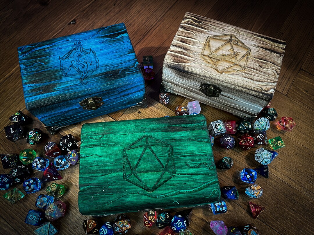 Carved and Aged Ancient Treasure Chest DND Dice Box Dungeons and ...