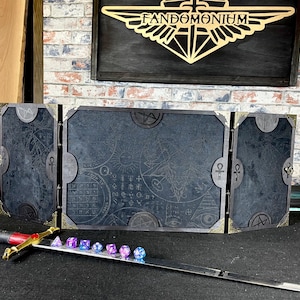 Dungeon Master Screen, DM Screen, Alchemist Design Engraved Felt Front ...