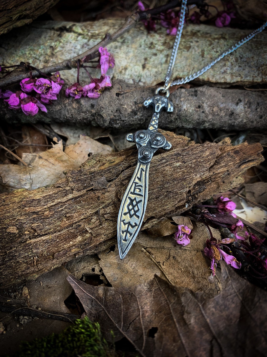 Odins Spell Sword Pendant Necklace Personalised Oak Gift Box Cosplay ...