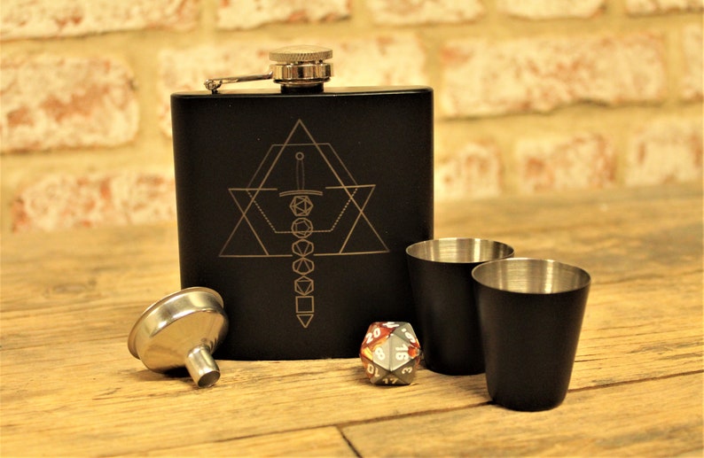 DND Engraved Hip Flask Choice of Colours & Designs Table | Etsy