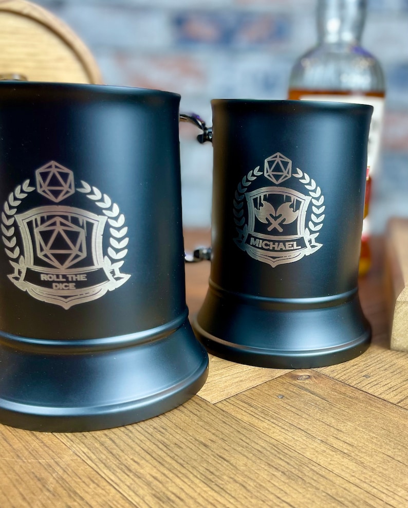 Engraved Coat of Arms Tankard: Personalized D&D Gaming Accessory - Etsy