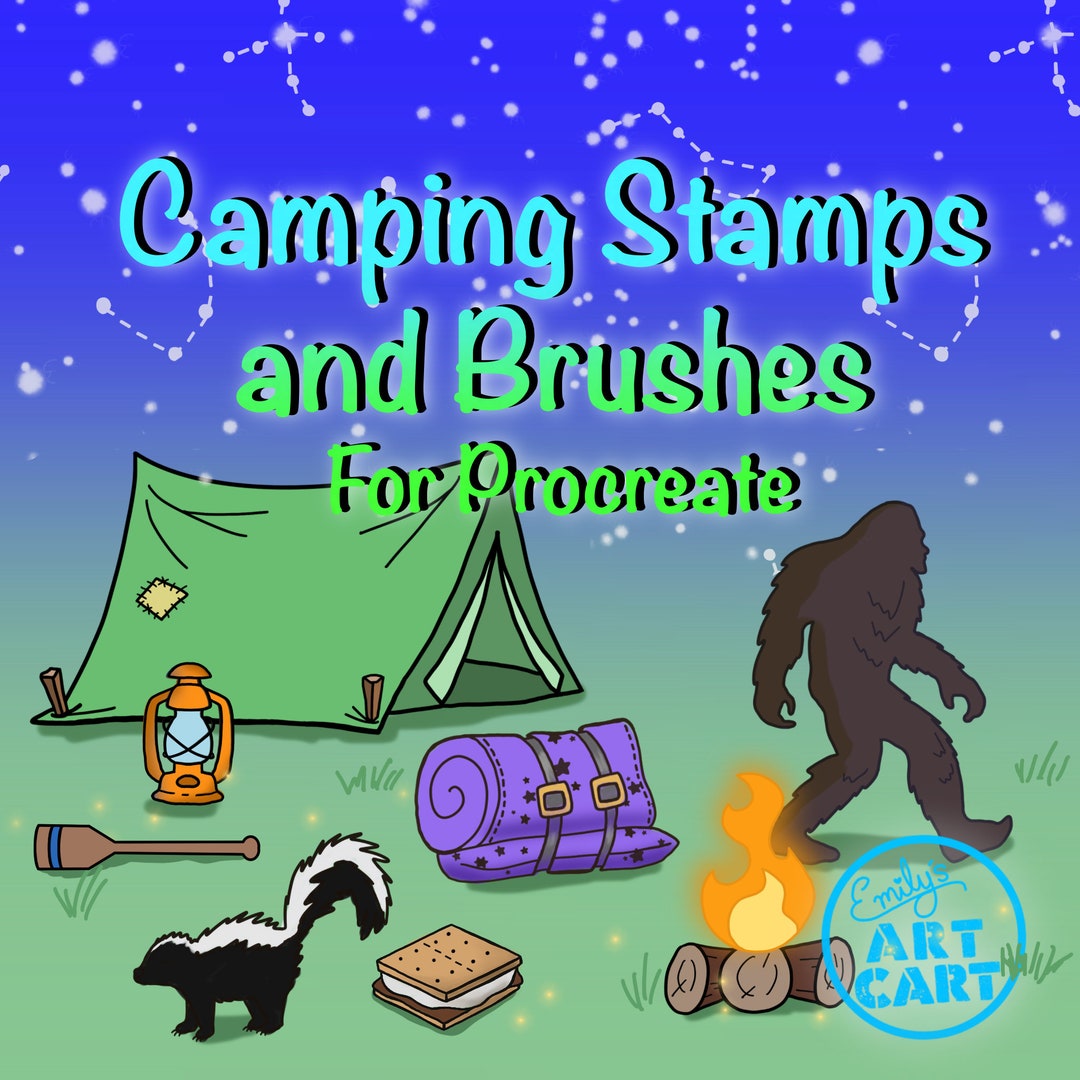 Camping Procreate Stamps & Brushes: Bigfoot, Constellations (digital ...