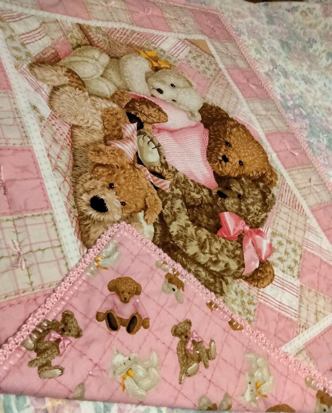 Pink Teddy Bear Panel Baby Blanket - Etsy