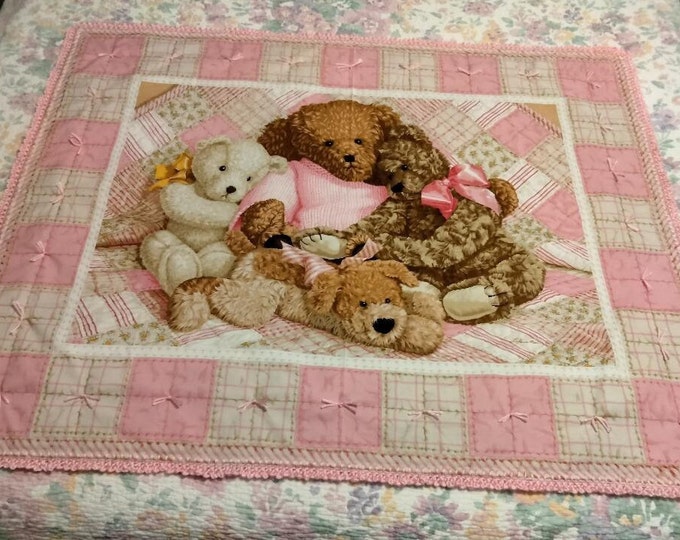Pink Teddy Bear Panel Baby Blanket - Etsy