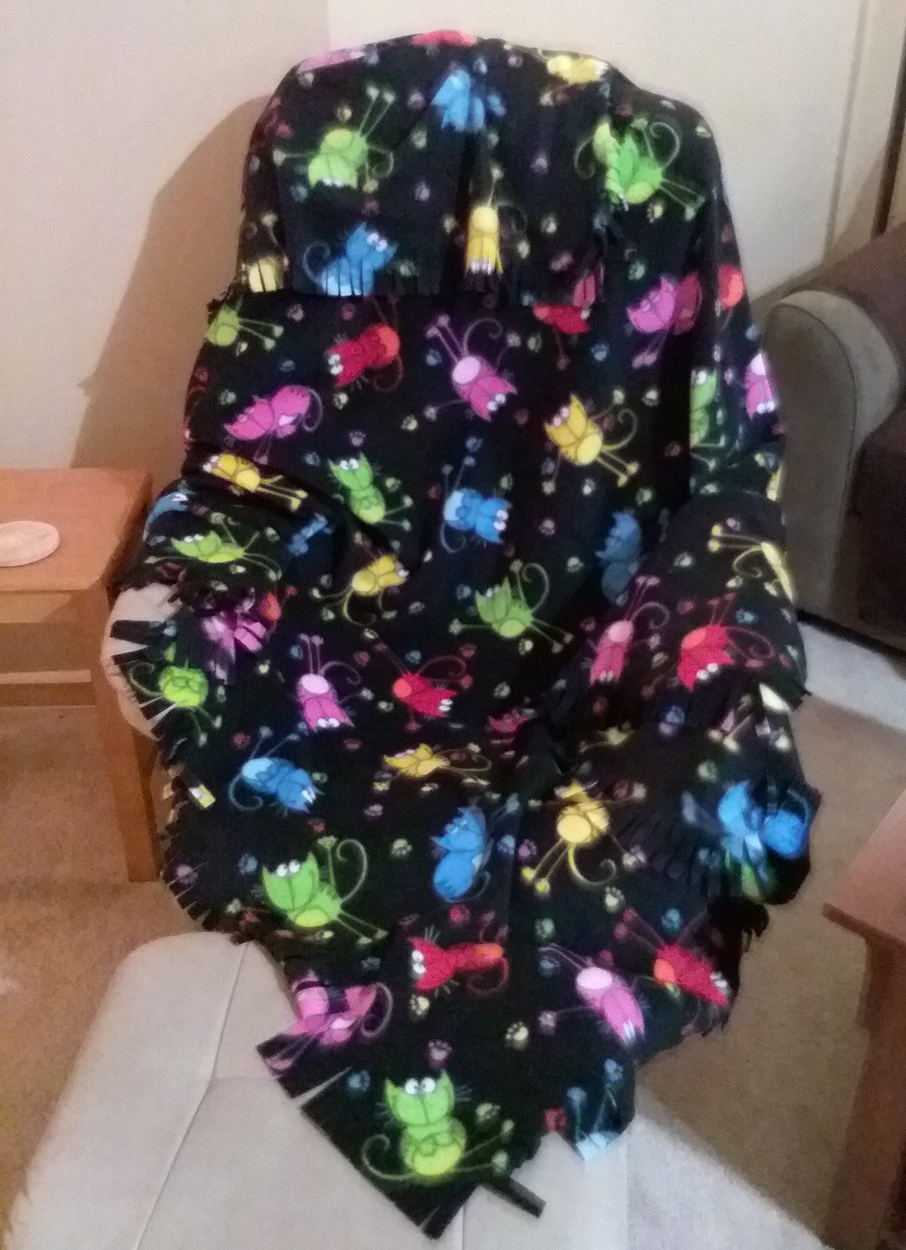 Whimsical Cats Fleece Blanket - Etsy