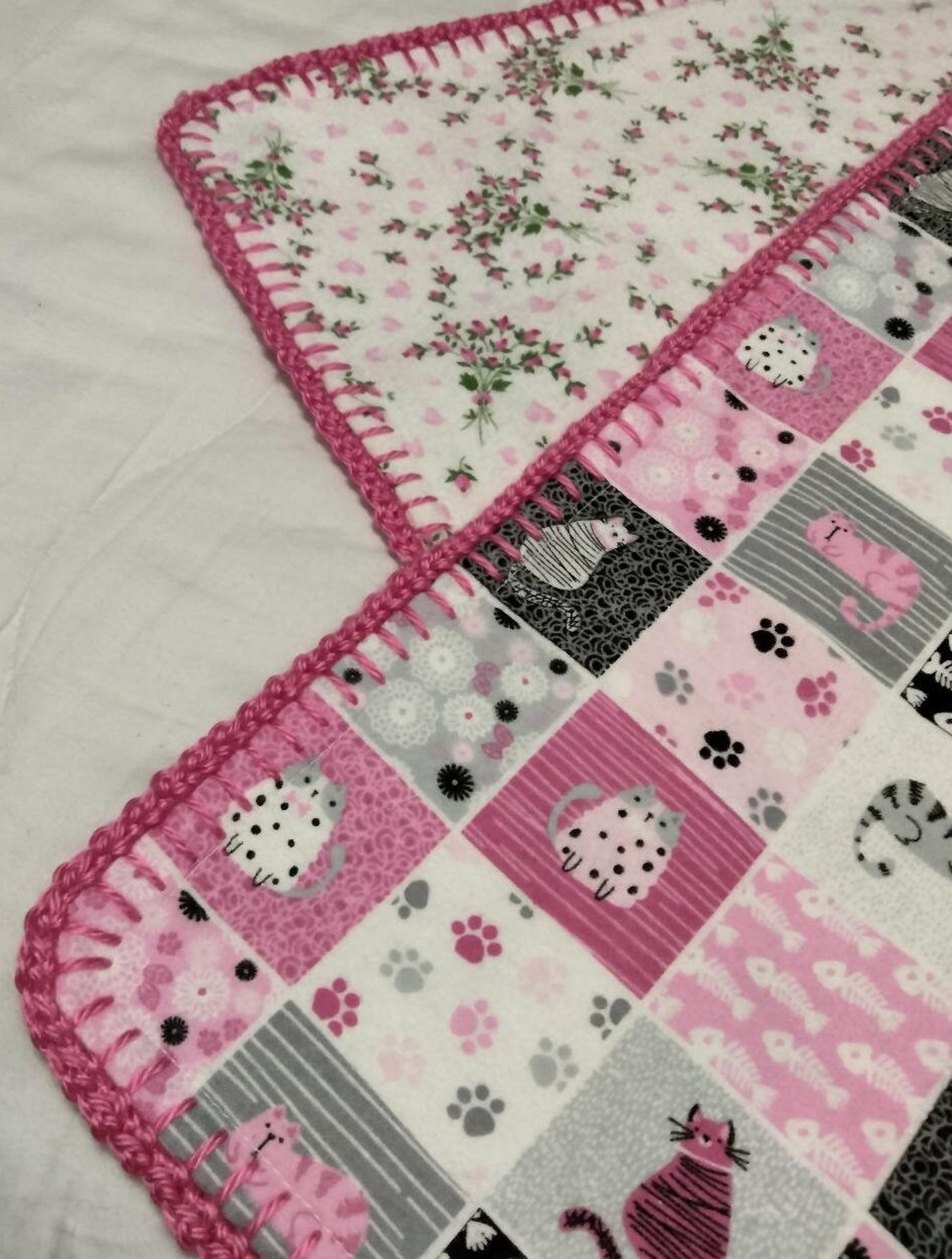 Pink Cat Baby Blanket - Etsy