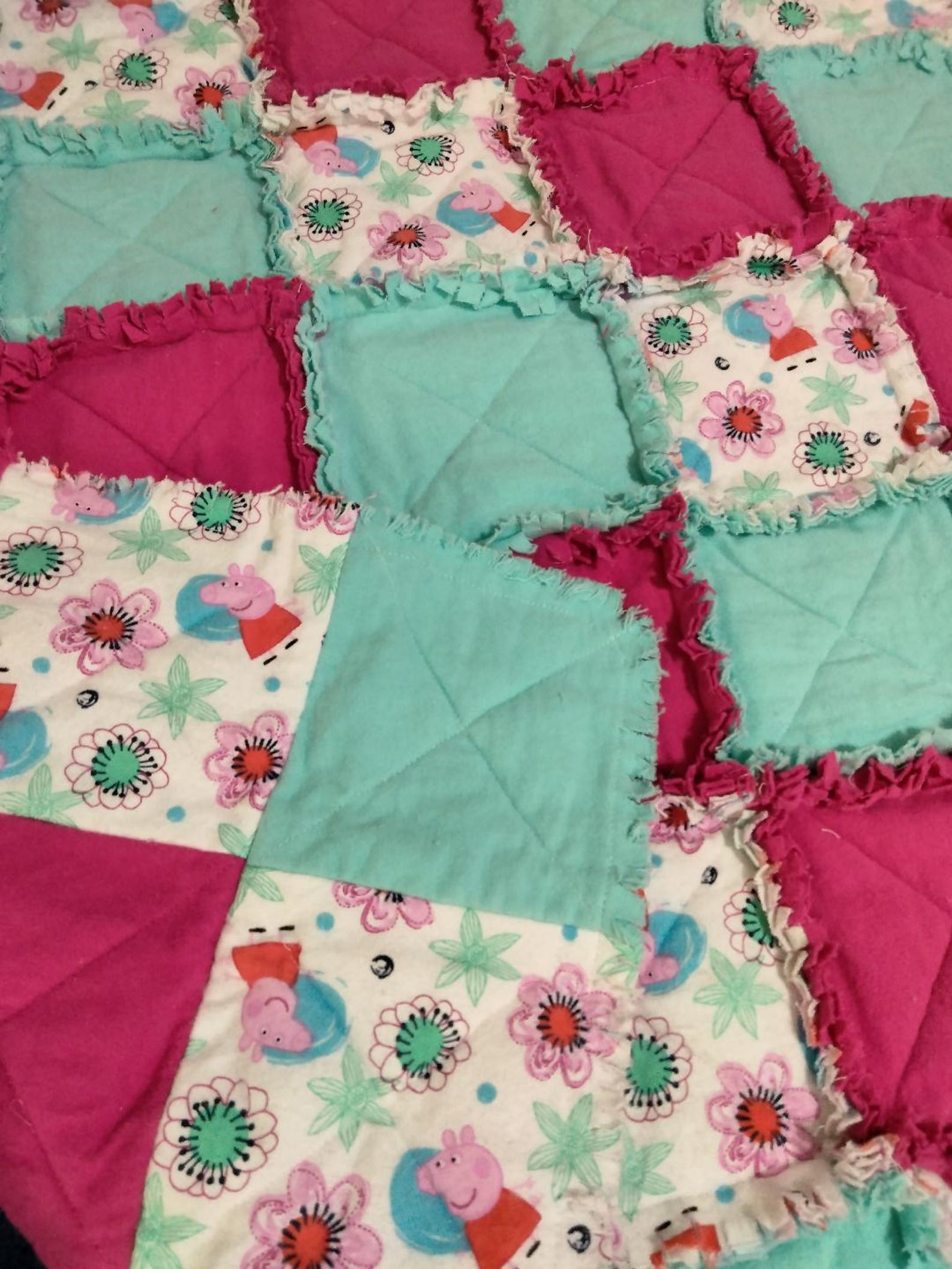 Peppa Pig Baby Rag Quilt - Etsy