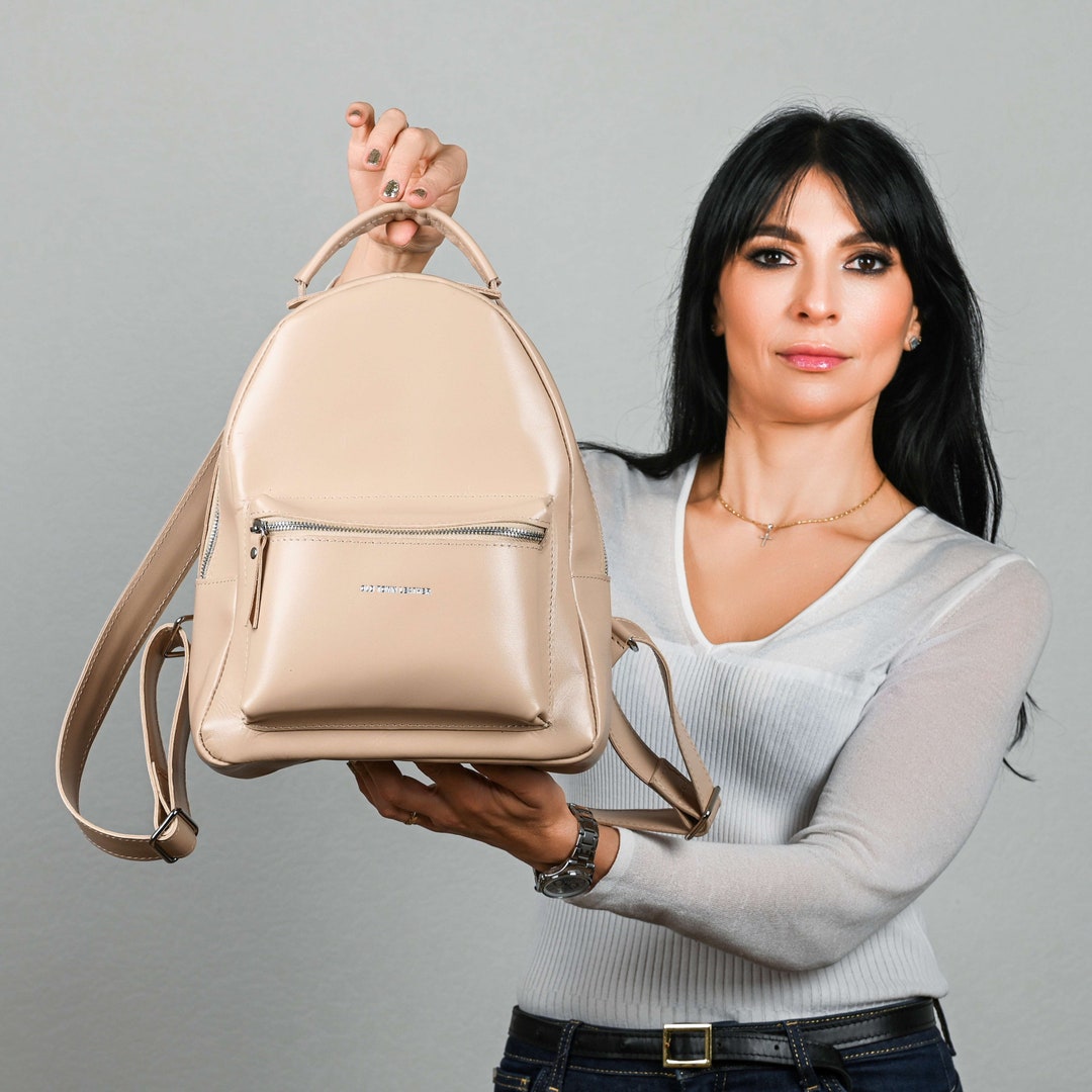 Women's Backpack, Beige Backpack, Backpack for Her, Travel Backpack, Gift for Her, Leather ...