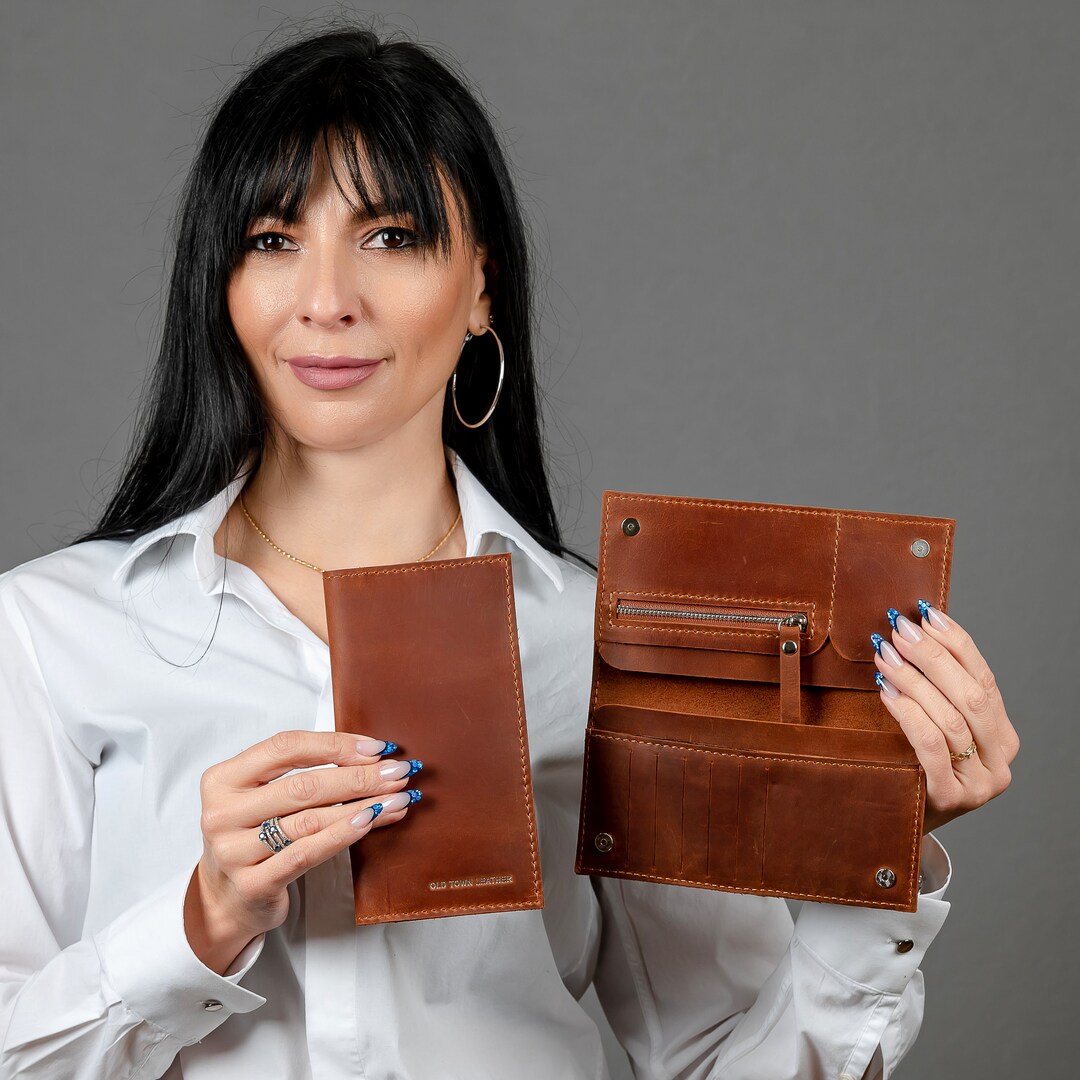 Cognac Wallet, Leather Woman Wallet, Personalized Wallet, Wallet for ...