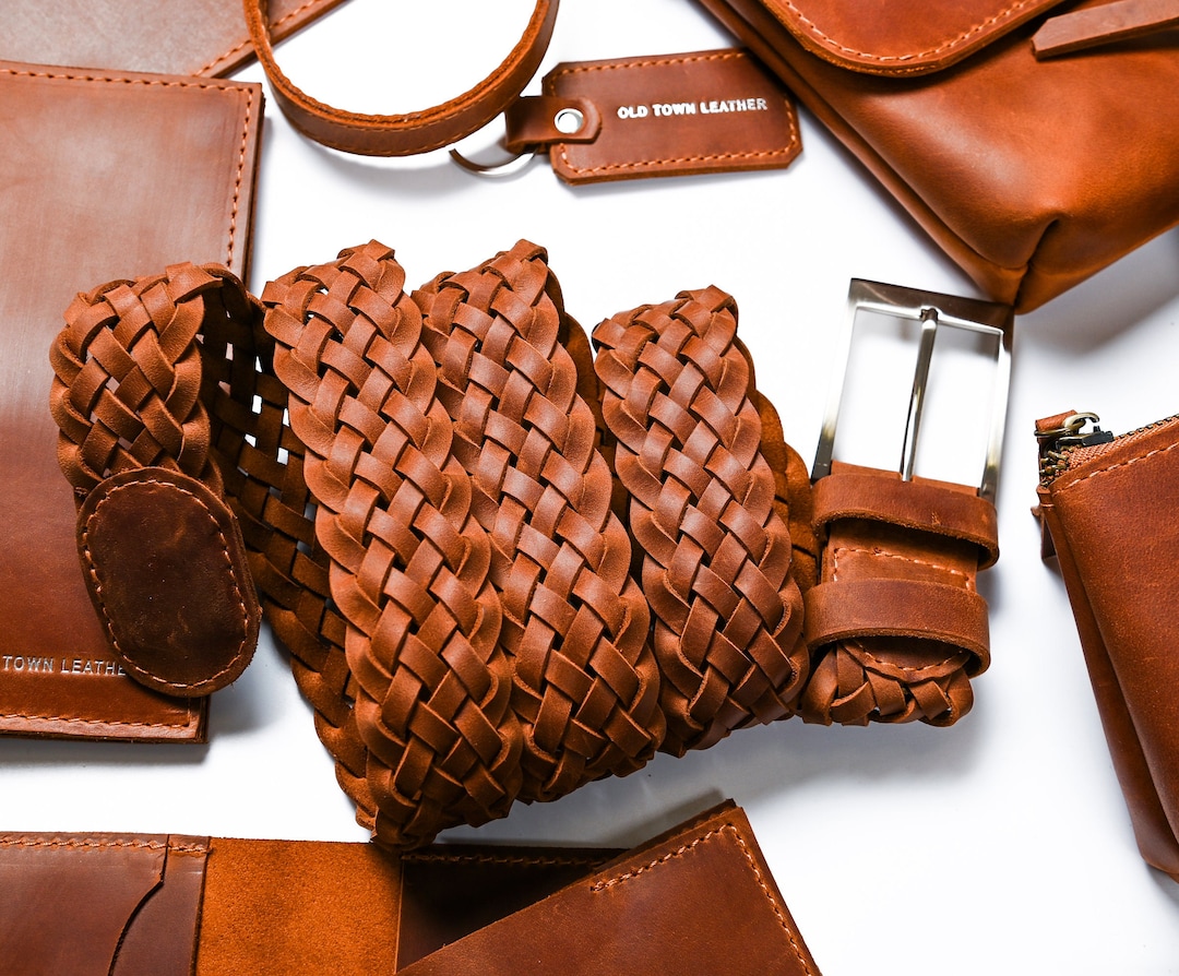 Cognac Belt, Braided Belt, Leather Belt, Caramel Belt, Black Belt ...