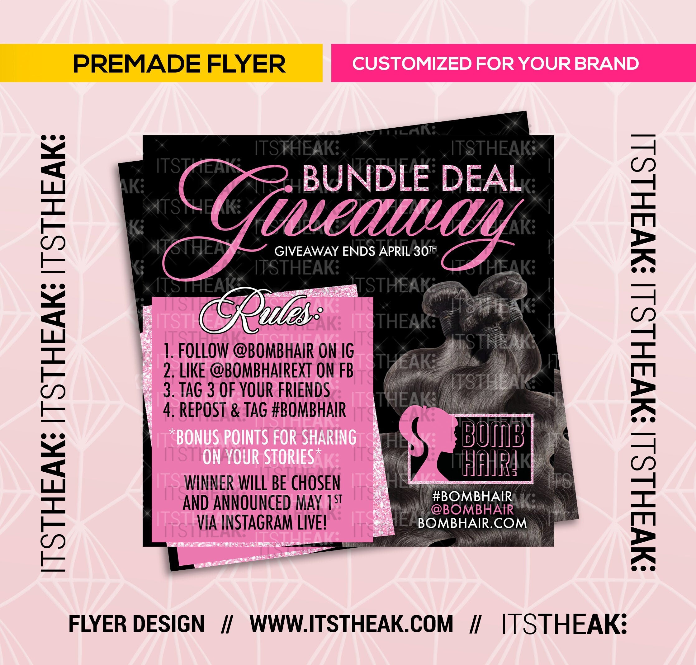 Stationery Hair Bundle Social Media Raffle Wig DIY Instagram Raffle ...