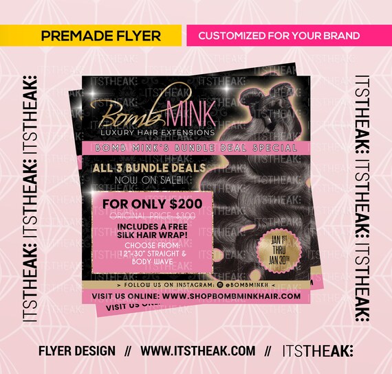DIY Hair bundle flyer premade flyer flash sale Flyer Hair Extensions ...