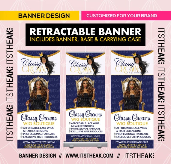 Paper Canva Boutique Retractable Banner Hair Bundles Retractable Banner ...
