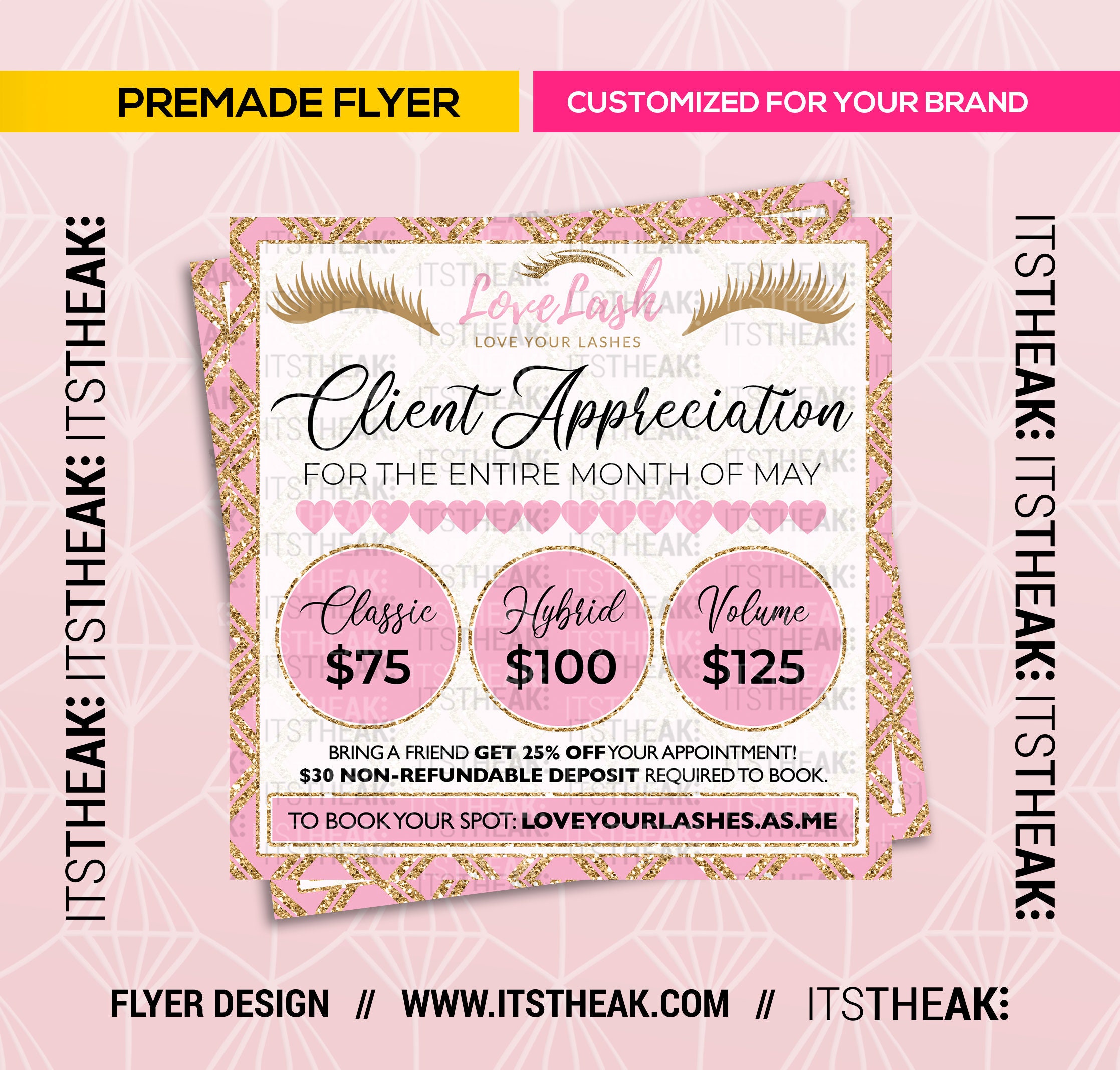 Book Now Flyers Pre-made flyers lash extensions DIY Lash Flyer Social Media Flyer lash ...