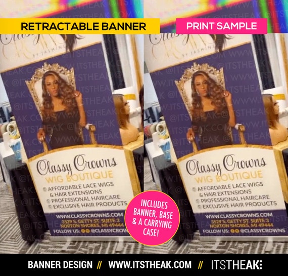 Paper Canva Boutique Retractable Banner Hair Bundles Retractable Banner ...