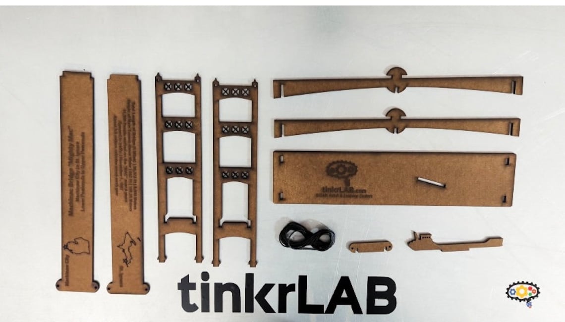 Mini Mackinac Bridge Wood Model Kit, Mackinac Michigan 18" Long X 9 ...