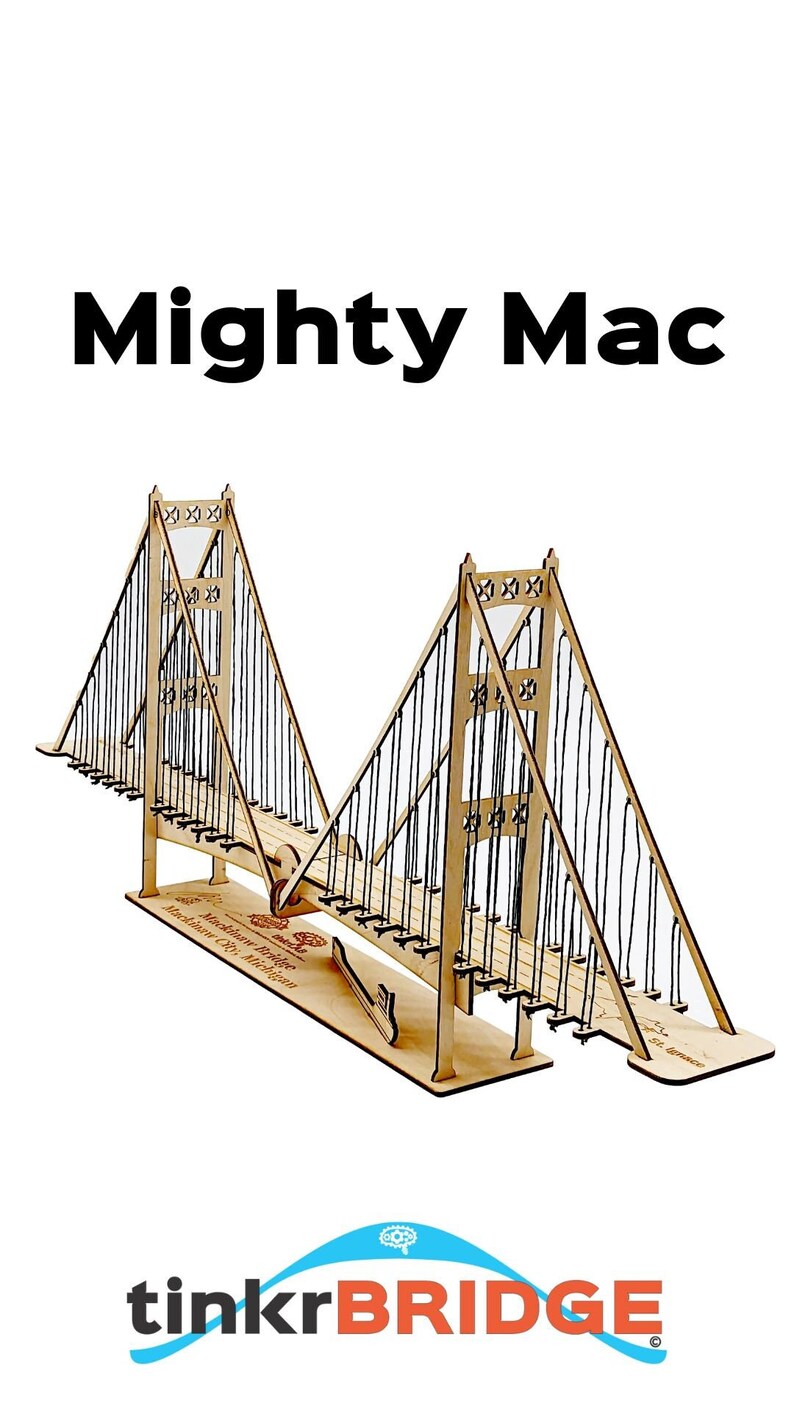 Mighty Mackinac Bridge Wood Model Kit, Mackinac Michigan 26" Long X 11 ...