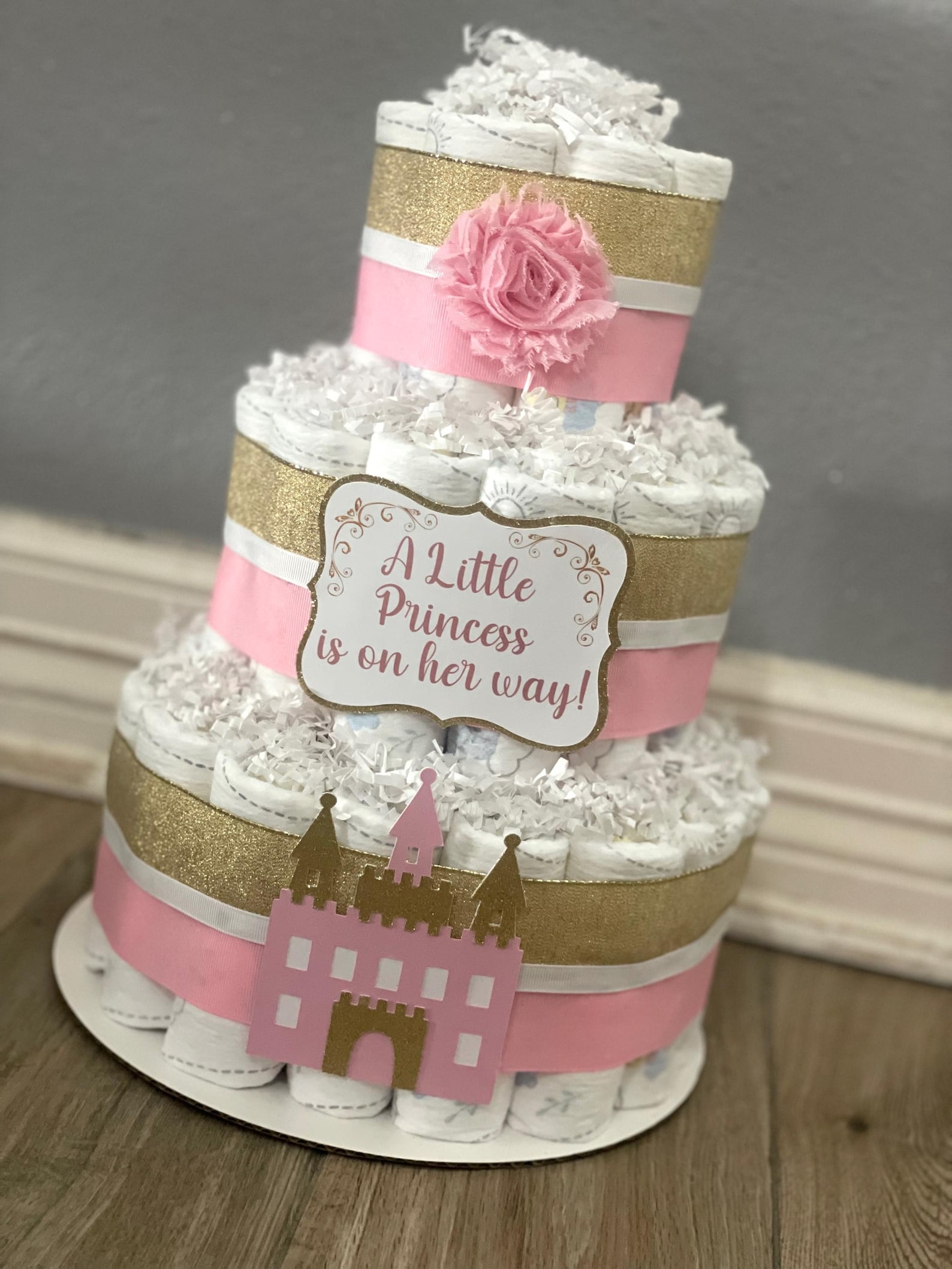 Princess Diaper Cake Girl Diaper Cake Diaper Cake 2 Tier Diaper Cake ...