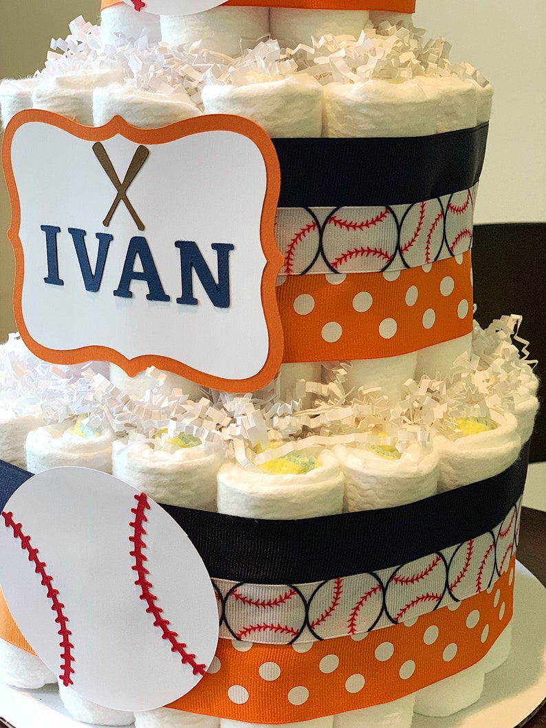 Baseball Diaper Cake| Boy Diaper Cake| Diaper Cake| 3 Tier Diaper Cake ...