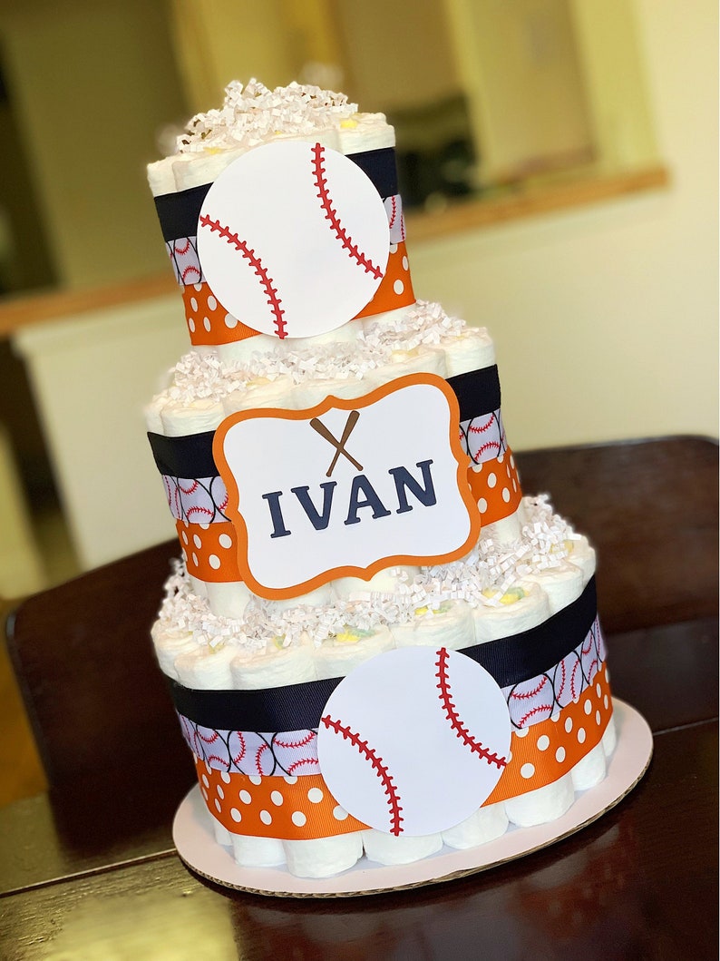 Baseball Diaper Cake| Boy Diaper Cake| Diaper Cake| 3 Tier Diaper Cake ...