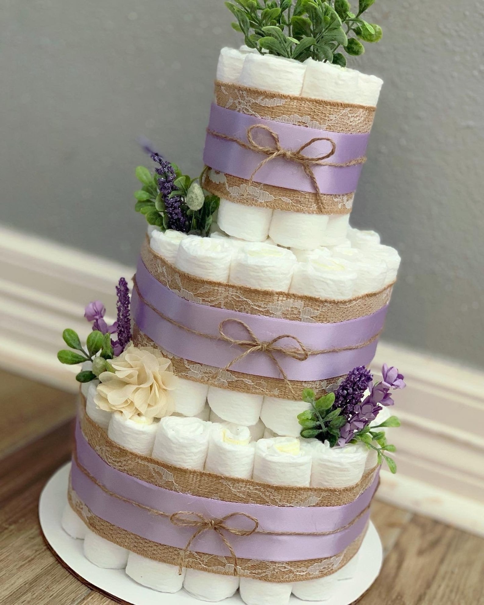 Light Purple Diaper Cake Purple Diaper Cake Floral Diaper | Etsy