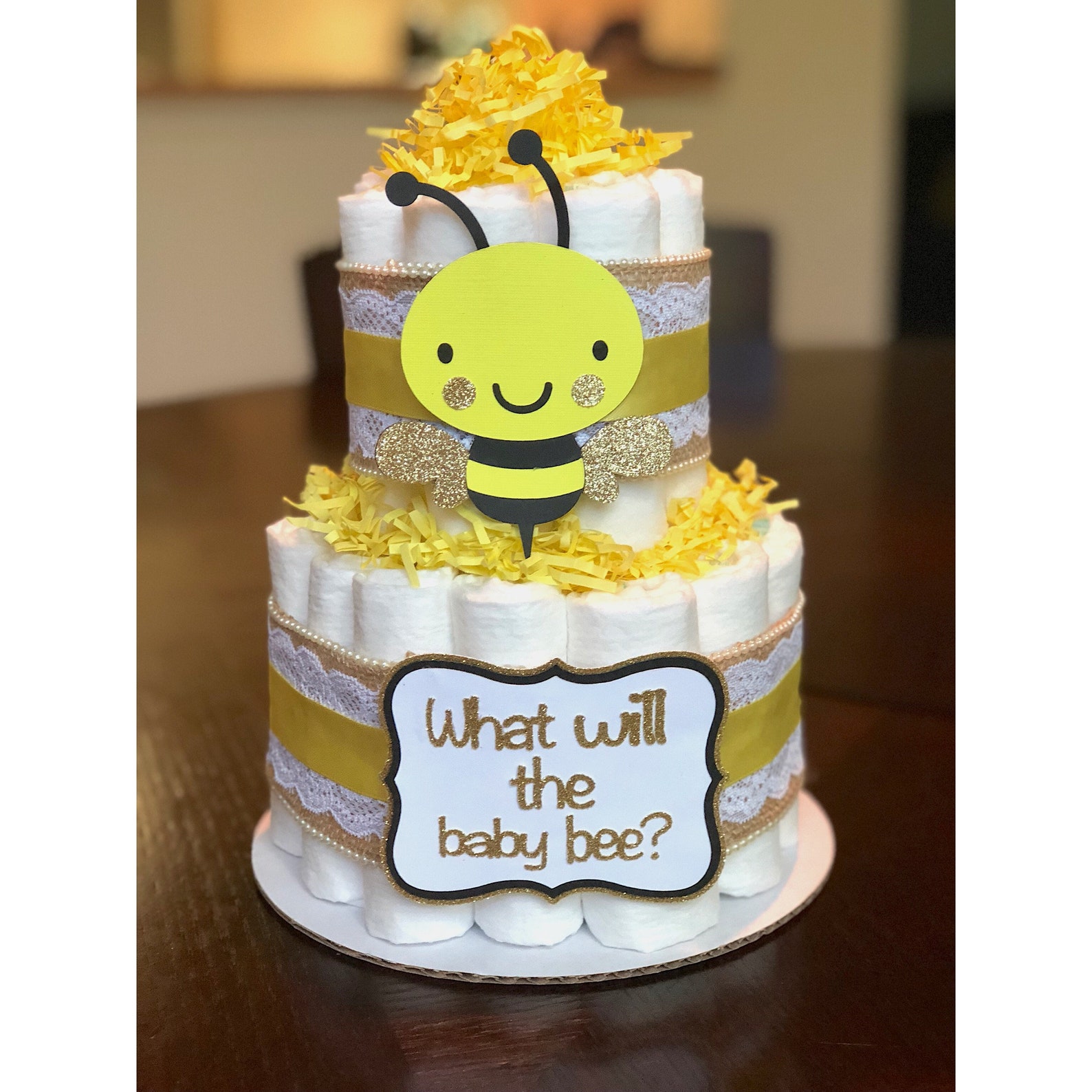 Bumblebee Diaper Cake Gender Reveal Diaper Cake 2 Tier - Etsy