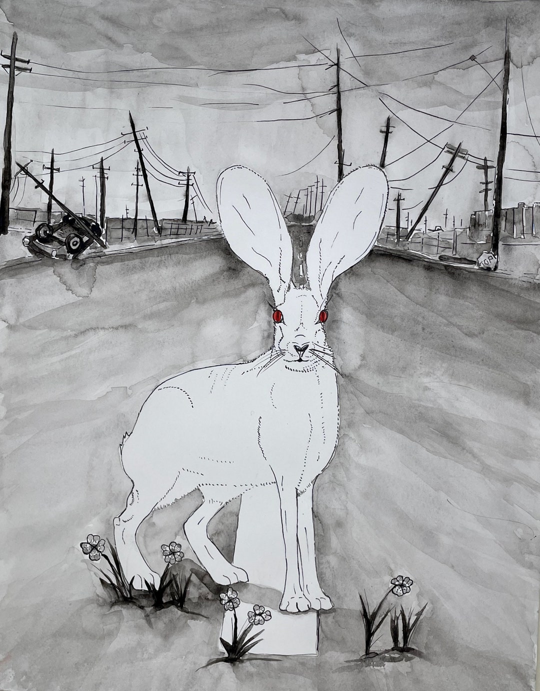 Watercolor Hare Dystopian Apocalypse Rabbit No.2 Archival Print - Etsy