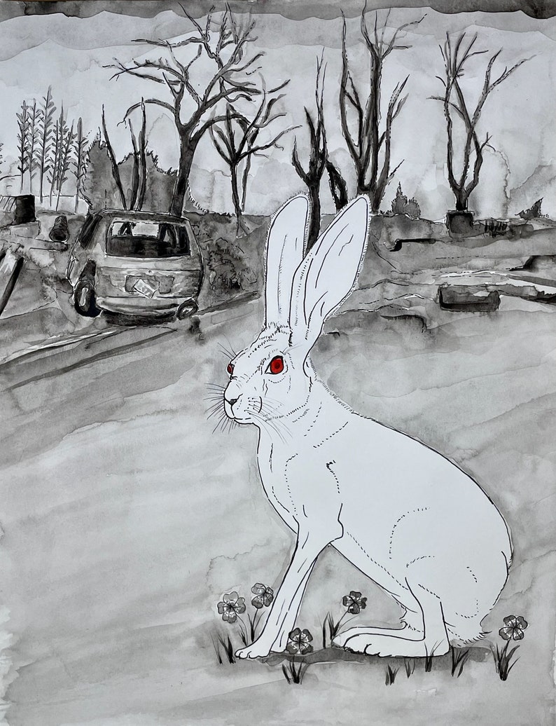Watercolor Hare Dystopian Apocalypse Rabbit No.1 - Etsy