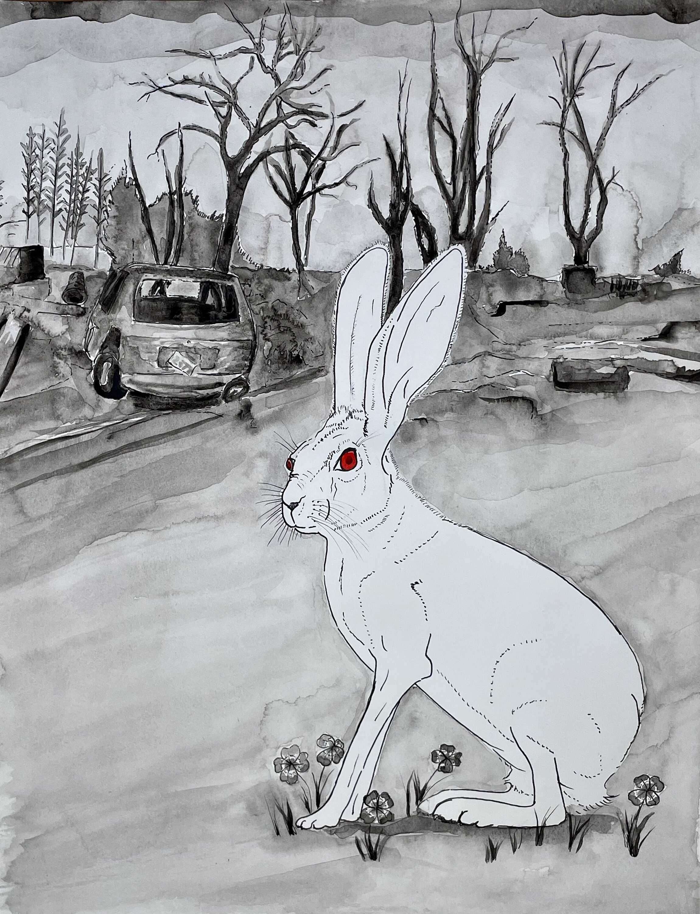 Watercolor Hare Dystopian Apocalypse Rabbit No.1 - Etsy
