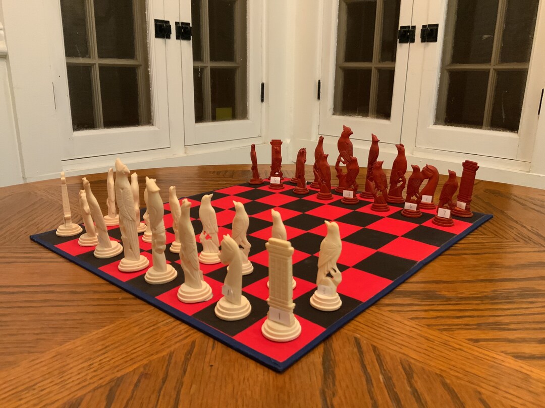 Vintage Carved Bird Chess Set in Box W/ Board - Etsy