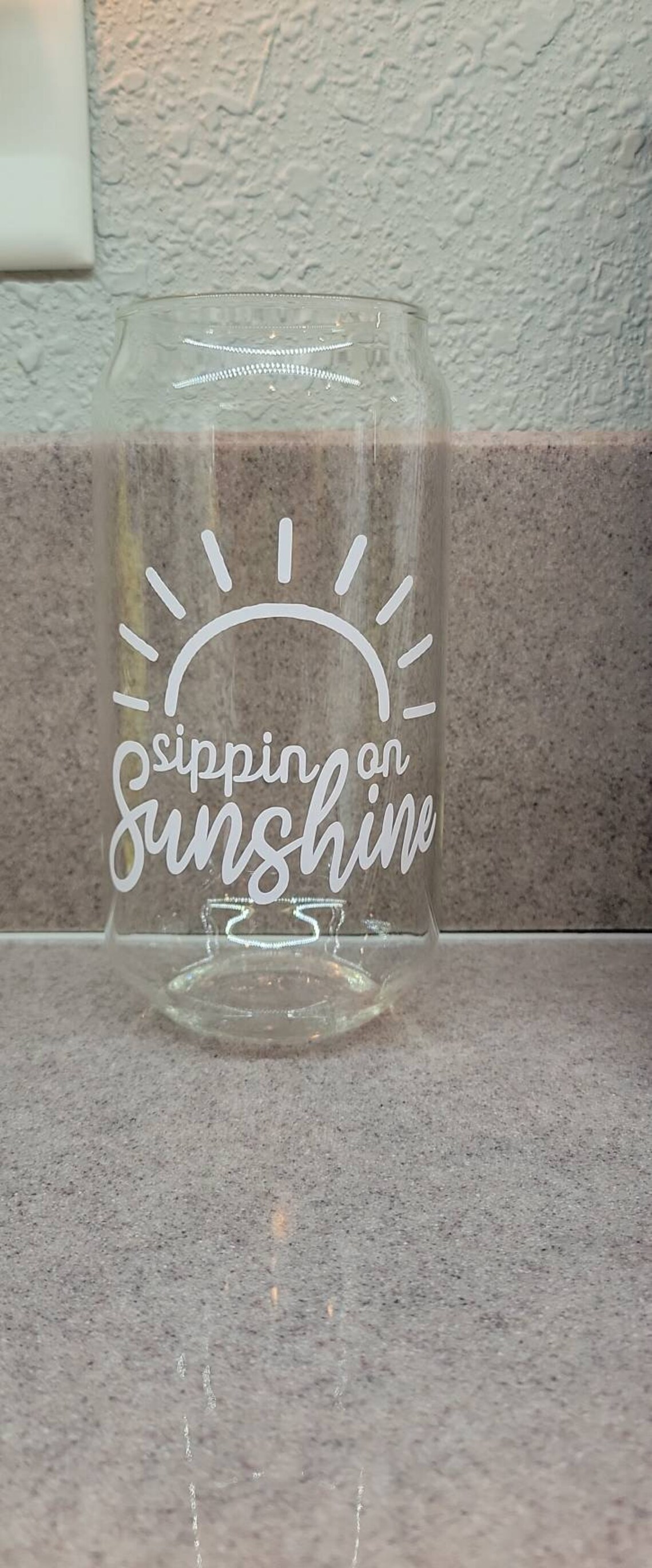 Sippin on Sunshine Glass Can Cup With Lid and Glass Straw, 20oz, Iced ...