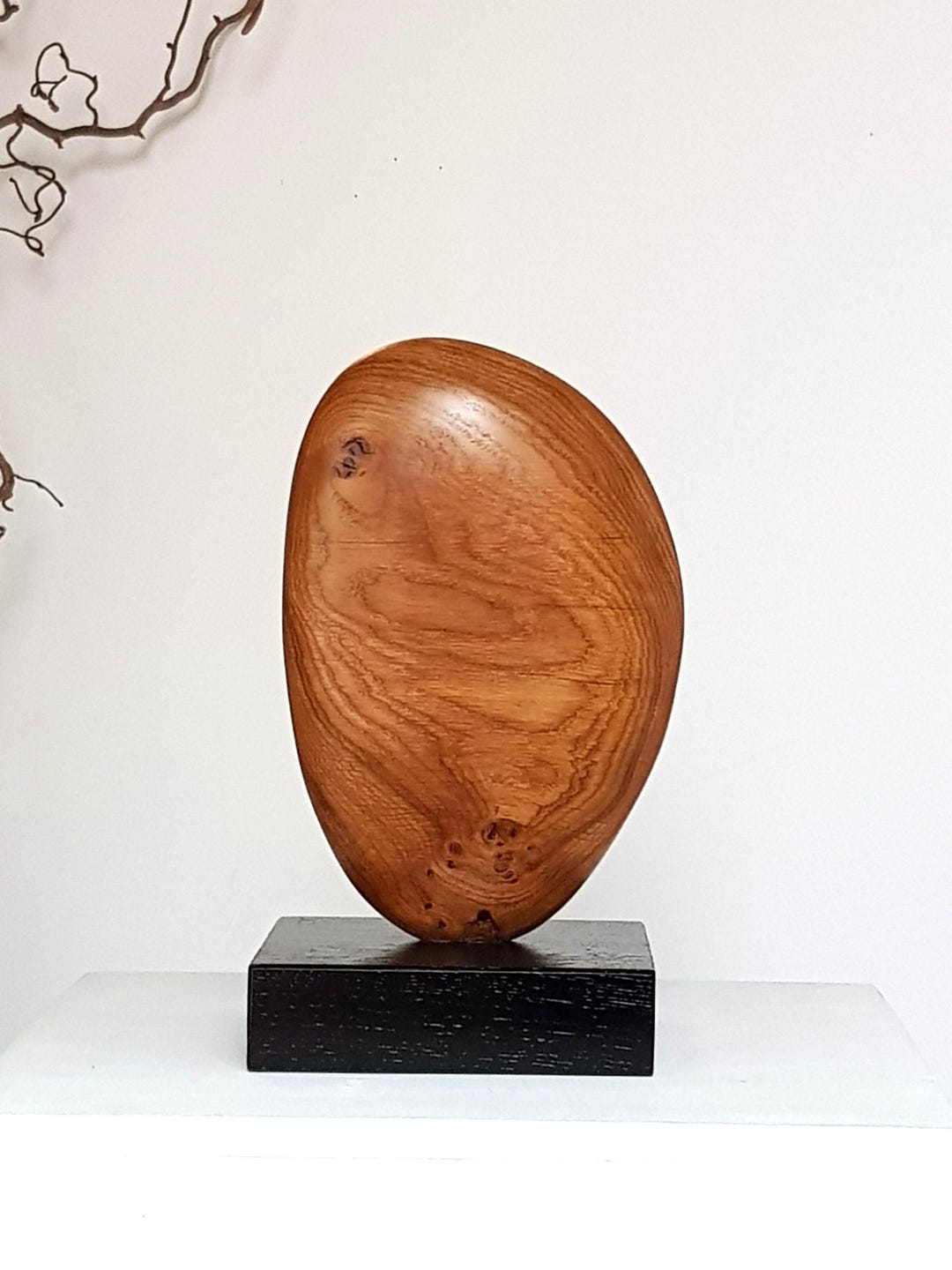 Hand Carved Oak Pebble Sculpture: Coastal Decor Art - Etsy