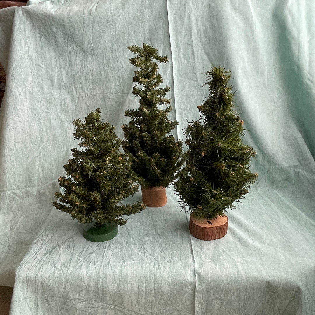 Lot 3 Vintage Small Artificial Craft Christmas Trees Centerpiece Décor ...