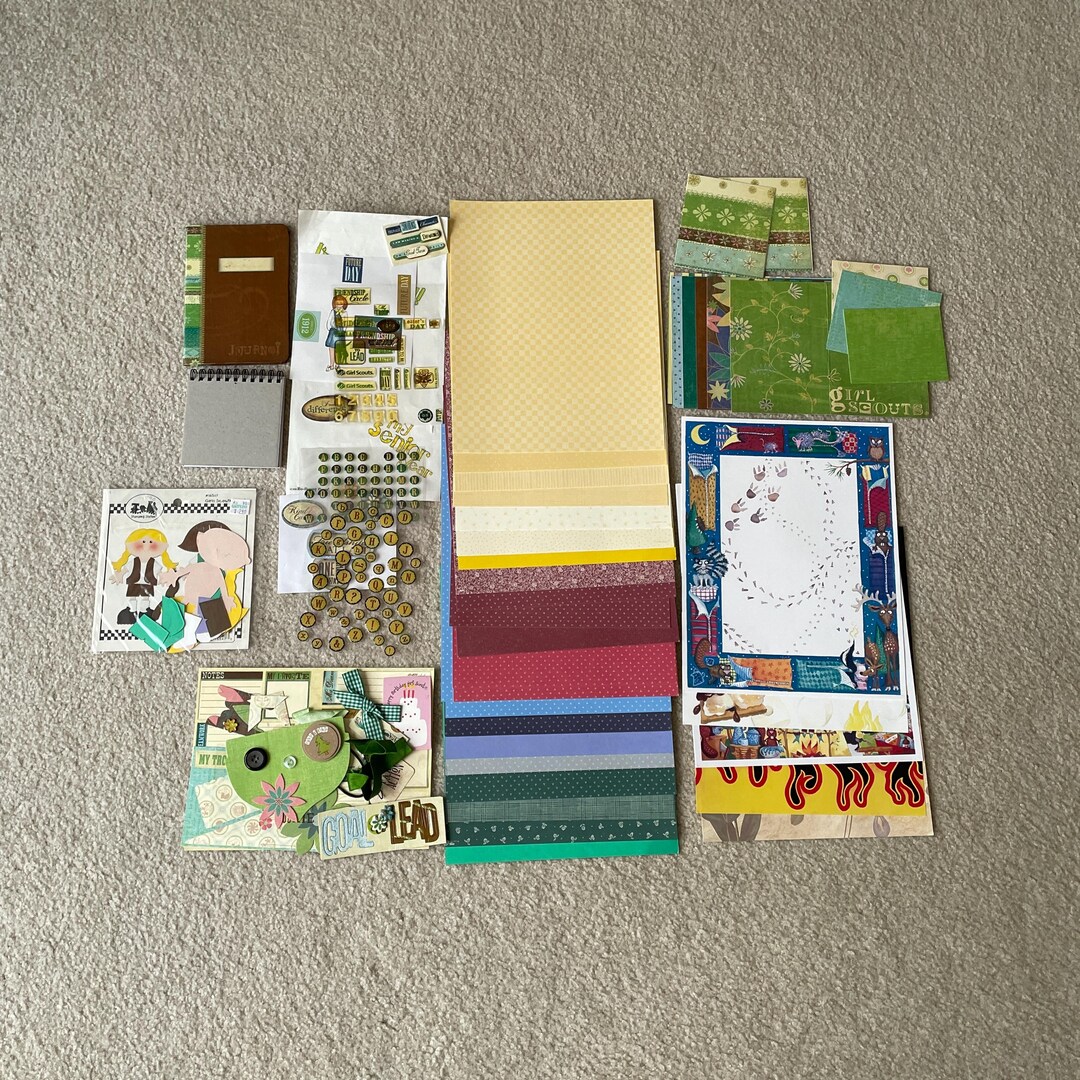 Lot Girl Scout Paper Cardstock Crafts Stickers Scrapbook Assorted ...