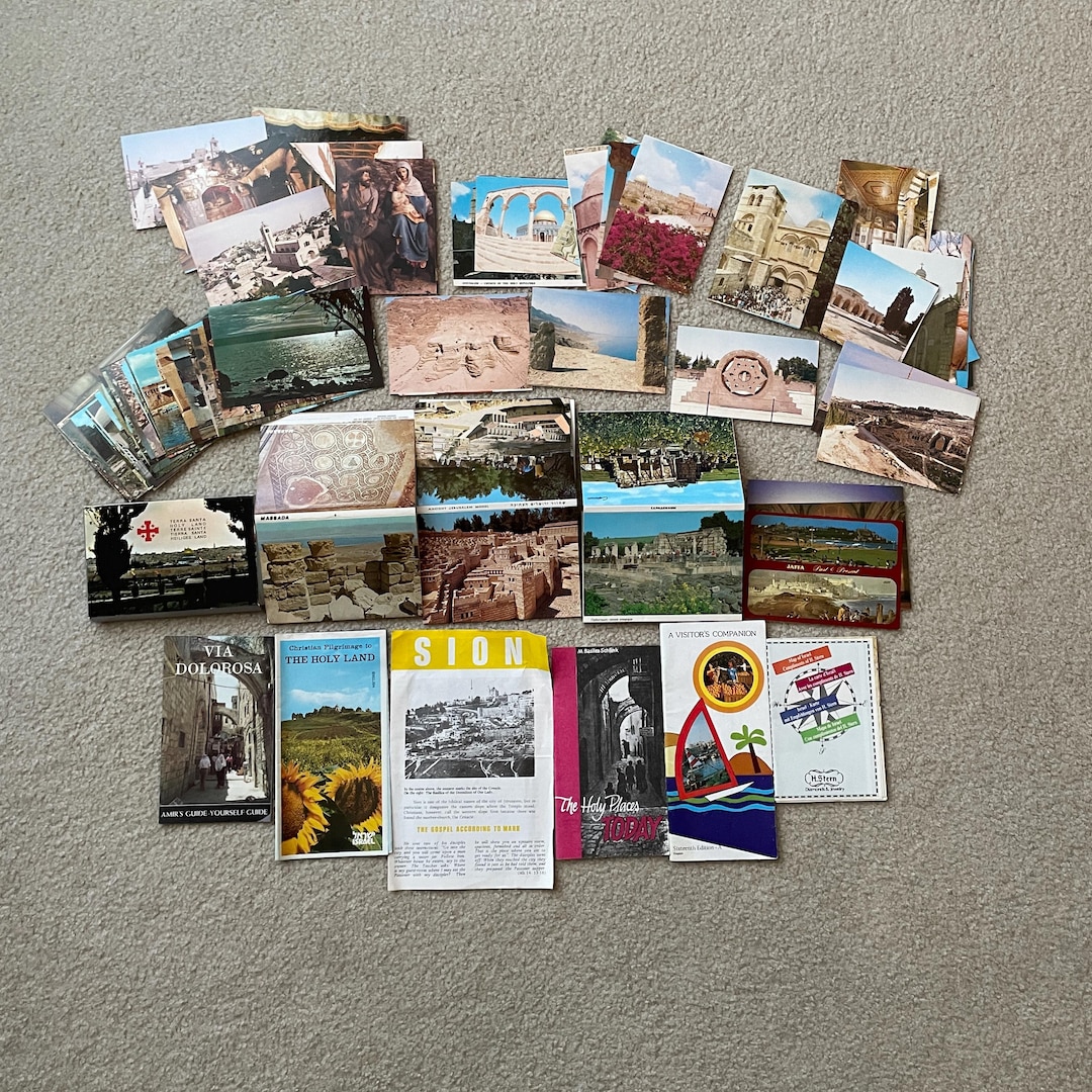 Vintage 1980s Lot Holy Land 108 Postcards Tour Guide Maps Jerusalem ...