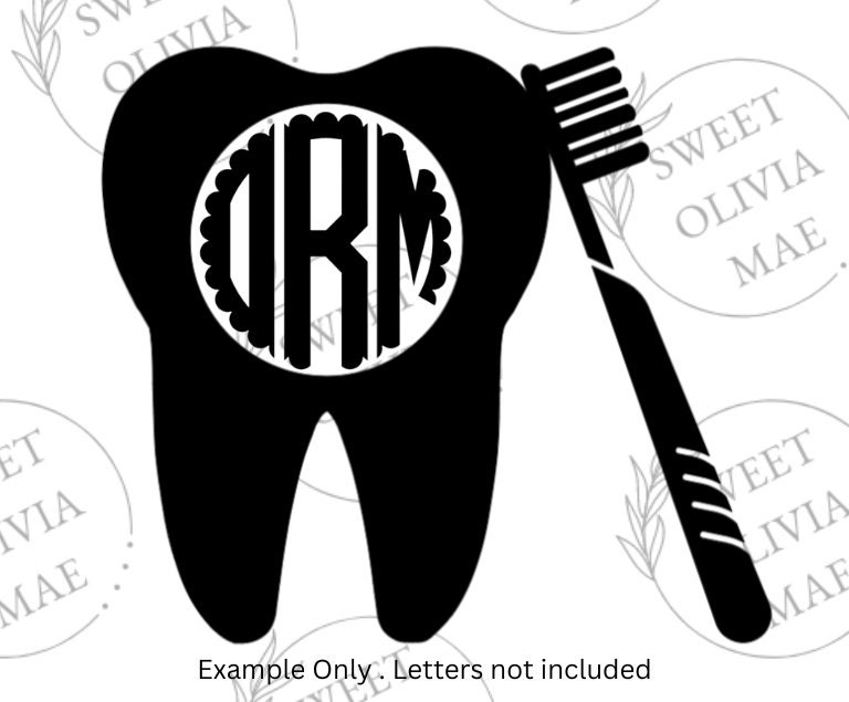 Monogram Tooth SVG PNG JPG | Dental Decal | Tooth and Toothbrush ...