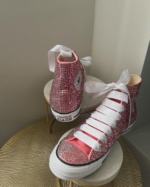 Pink all over crystal converse