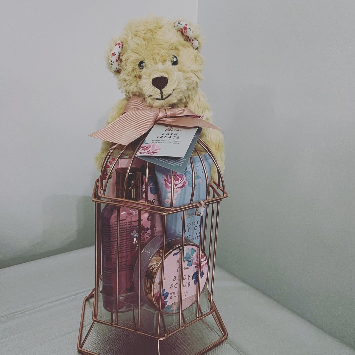 Teddy bear bird cage hamper | Etsy