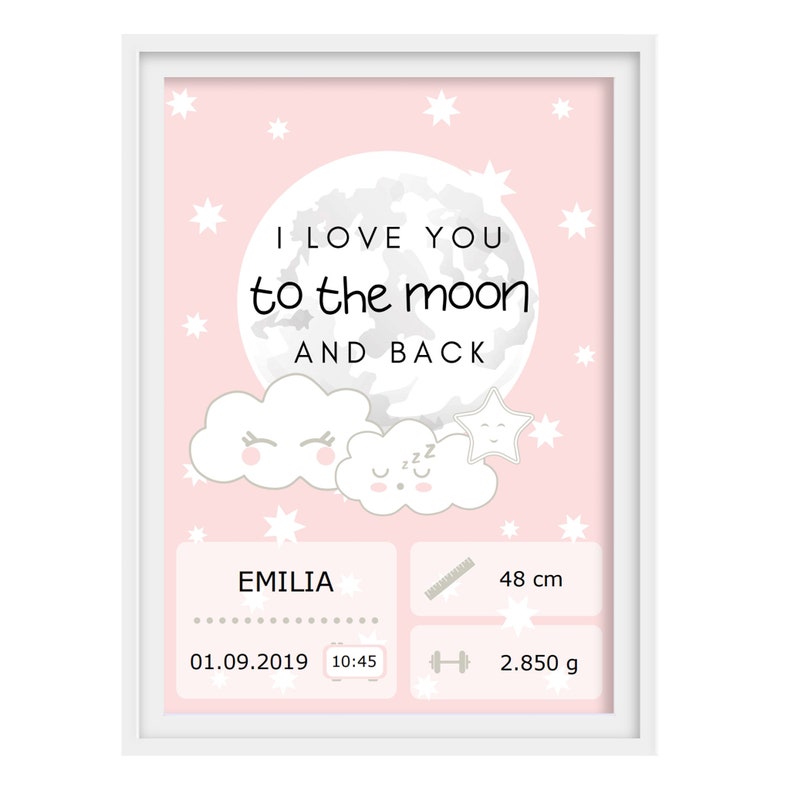 DIY Birth Poster hello Baby Pink Wall Art for - Etsy