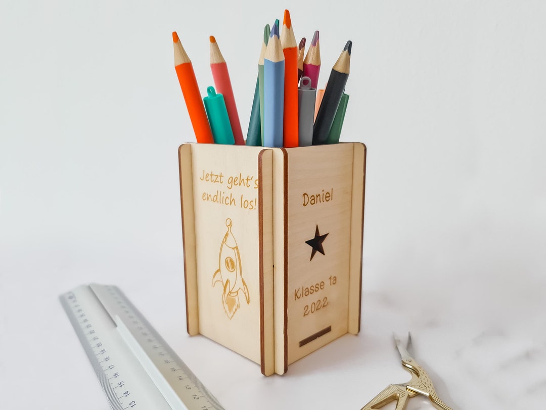 Stiftehalter Kinder Personalisiert Holz | Geschenk zur Einschulung | Schulkind Deko - Etsy.de