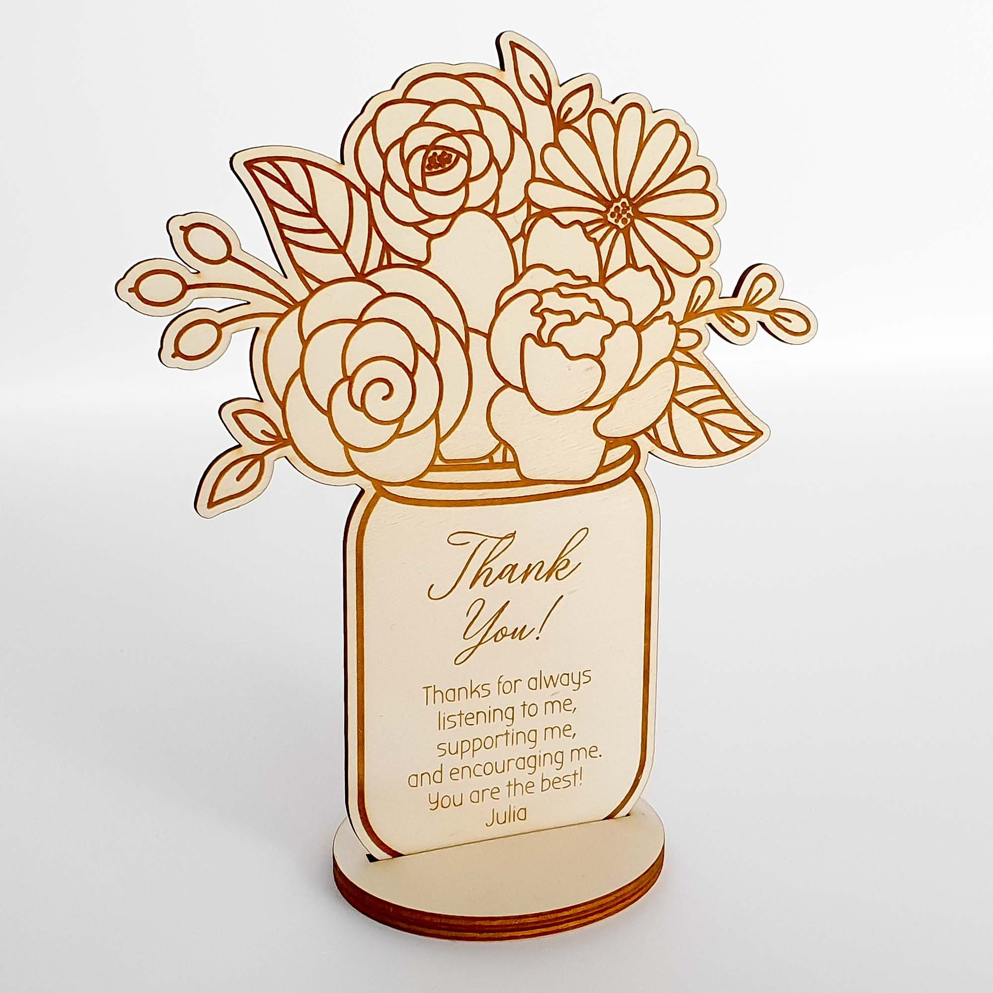 Wooden Thank-you Card With Stand Small Personalized Gift for - Etsy UK