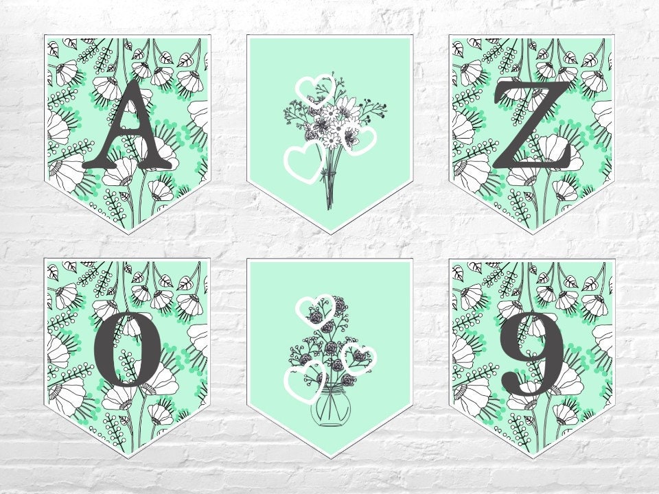 DIY Banner celebration Green: Printable Flower | Etsy