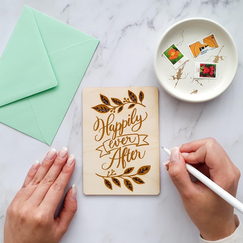 Wooden Wedding Card Congratulations Personalized Greeting - Etsy