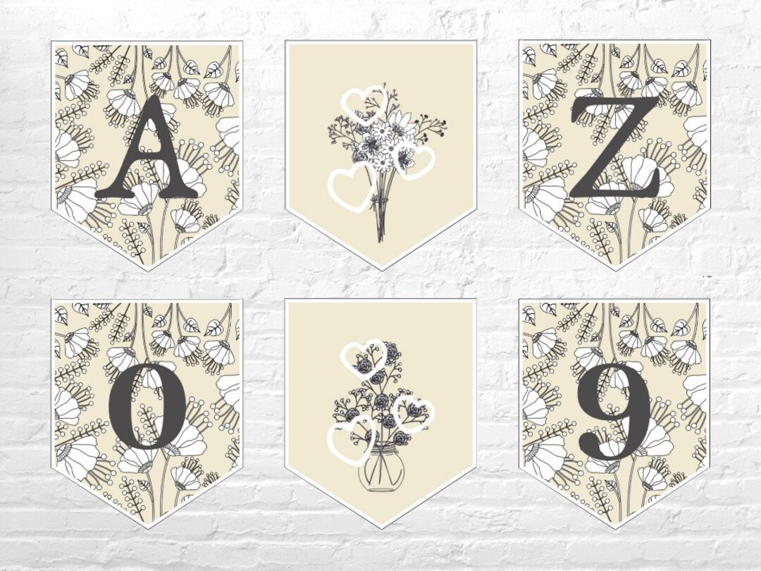 DIY Banner "celebration" Beige: Printable Flower Pennant Chain - All ...