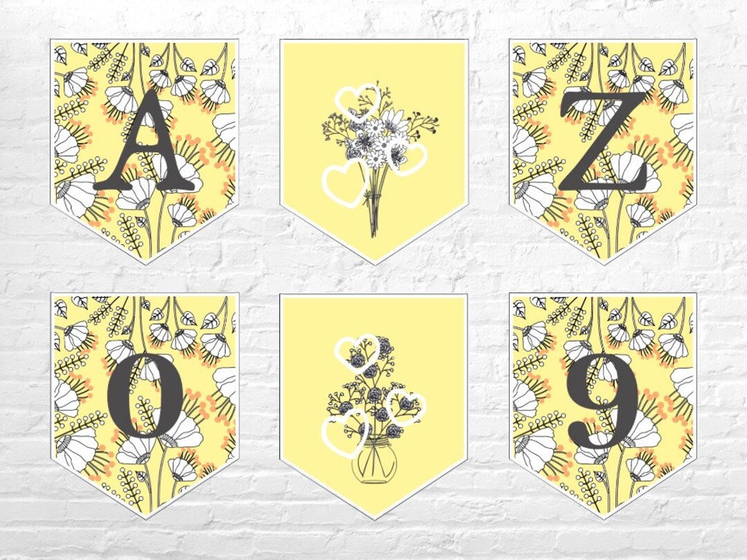 DIY Banner "celebration" Yellow: Printable Flower Pennant Chain - All ...
