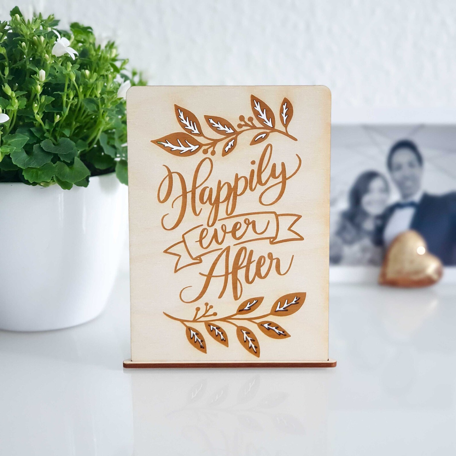Wooden Wedding Card Congratulations - Personalized Greeting Card ...